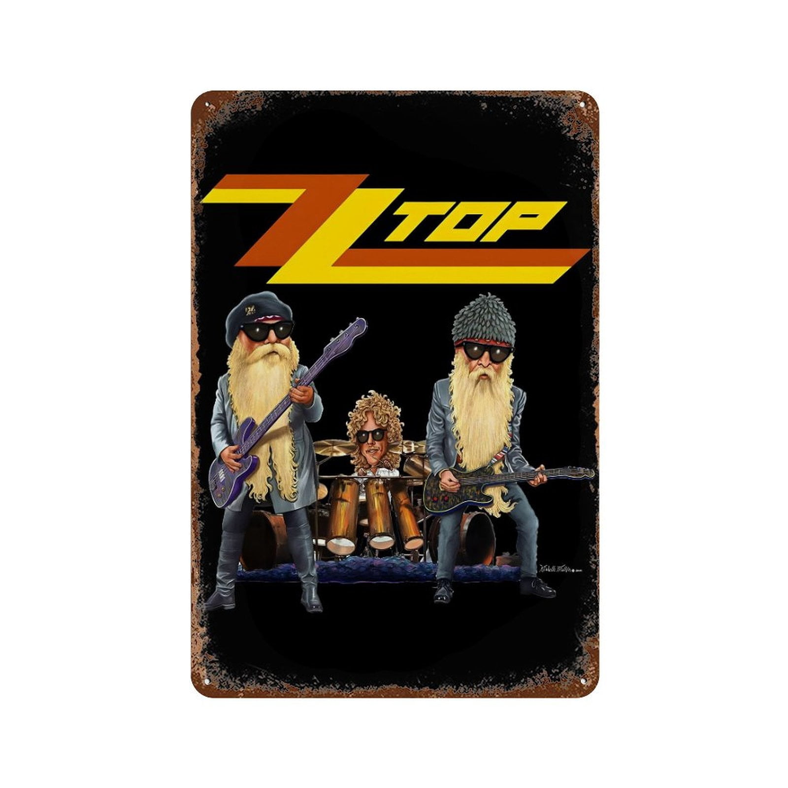 8x12 Inch ZZ Top Rock Band Tin Metal Decorative Wall Paintings ...