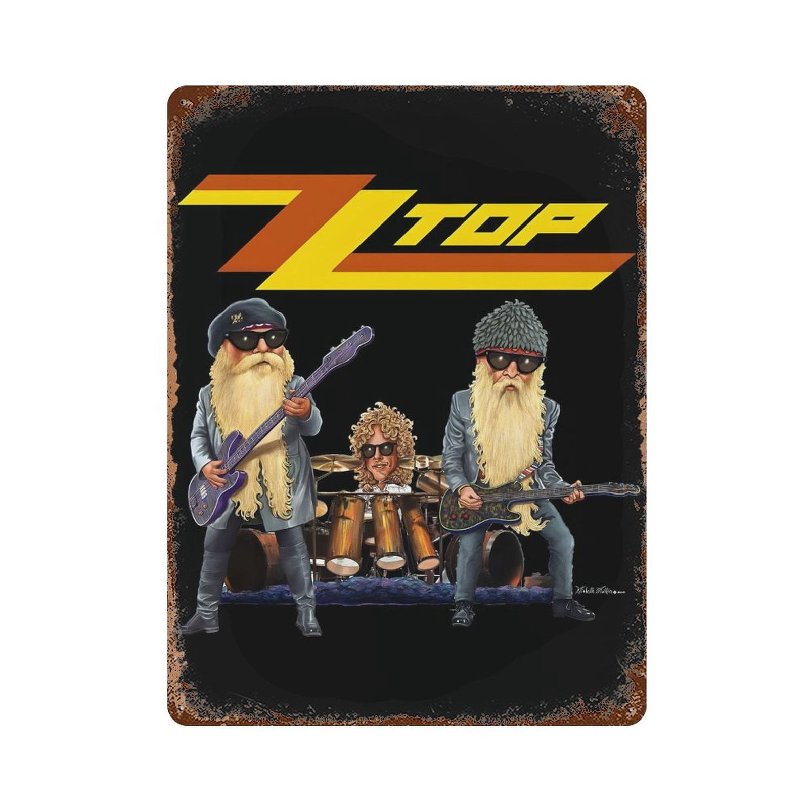 8x12 Inch ZZ Top Rock Band Tin Metal Decorative Wall Paintings ...