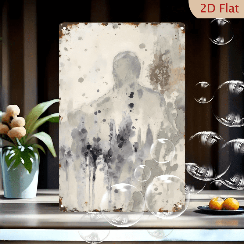 8x12 Inches Abstract Rusted Metal Wall Art, Ghostly Human Silhouette ...