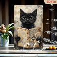 8x12 Inches Black Kitten Painting Metal Wall Art, Vintage Cat Holding ...