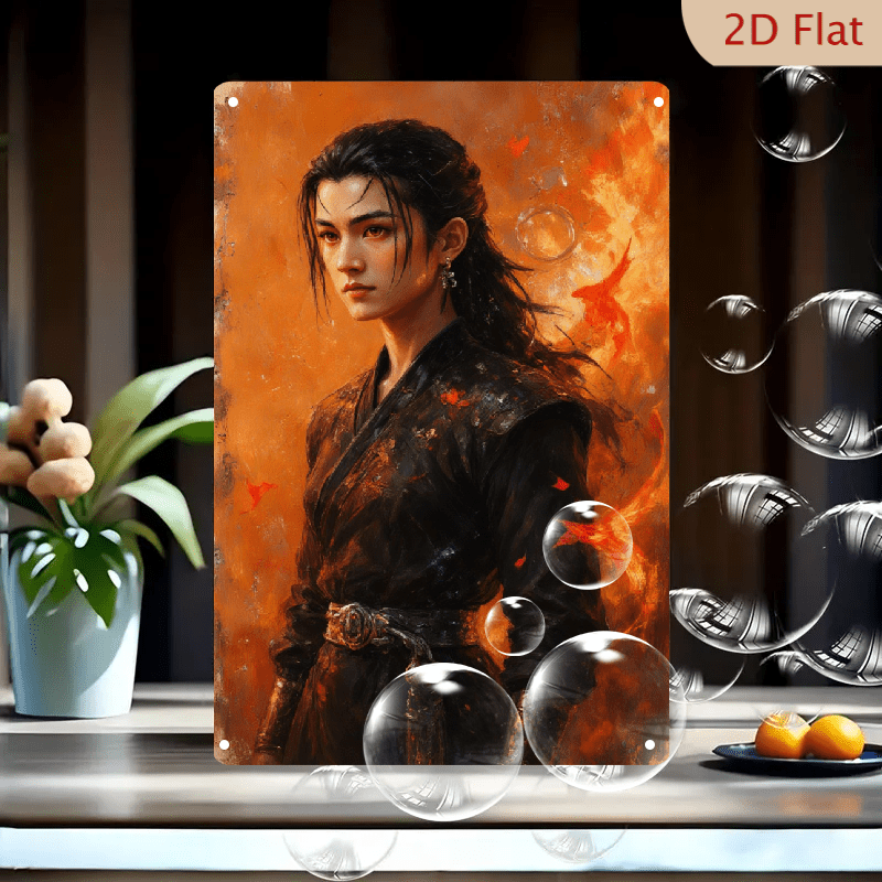 8x12 Inches Fantasy Metal Wall Art Print, Intense Young Warrior with ...