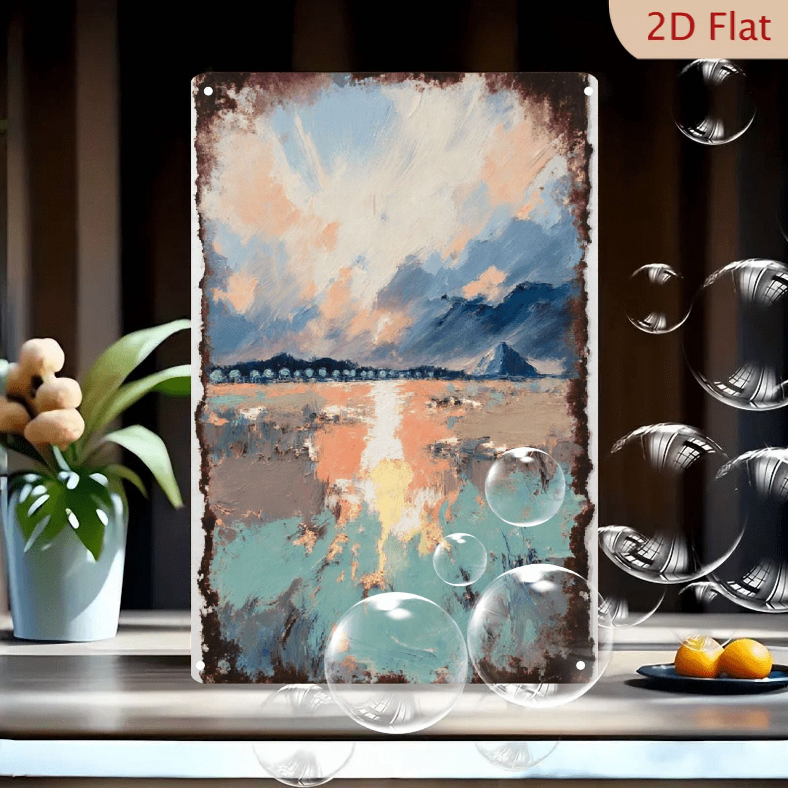 8x12 Inches Impressionistic Landscape Wall Art, Vintage Sky and Water ...