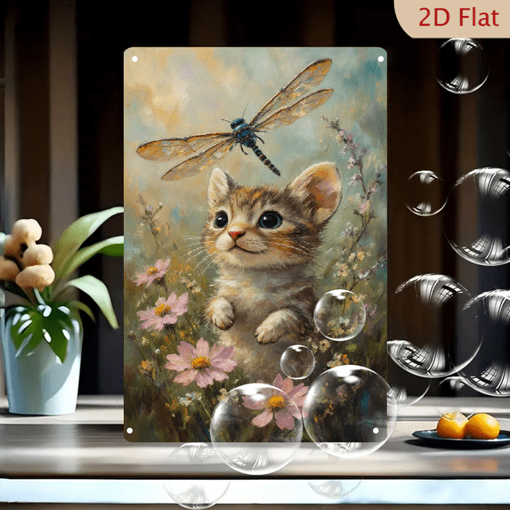 8x12 Inches Metal Wall Art, Soft Painterly Impressionist Tabby Kitten ...