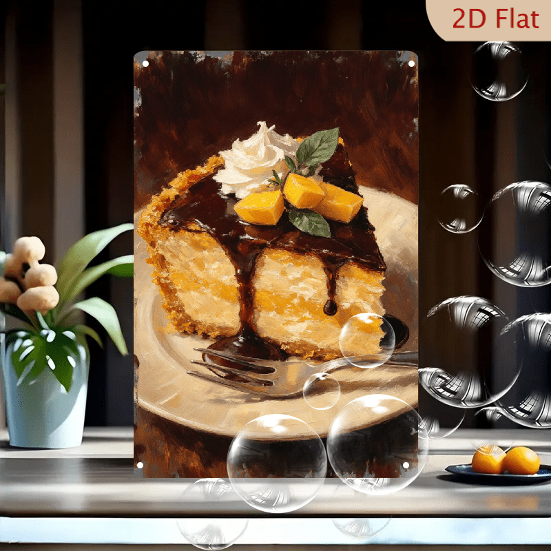 8x12 Inches Painterly Dessert Slice Art Print, Layered Cheesecake with ...