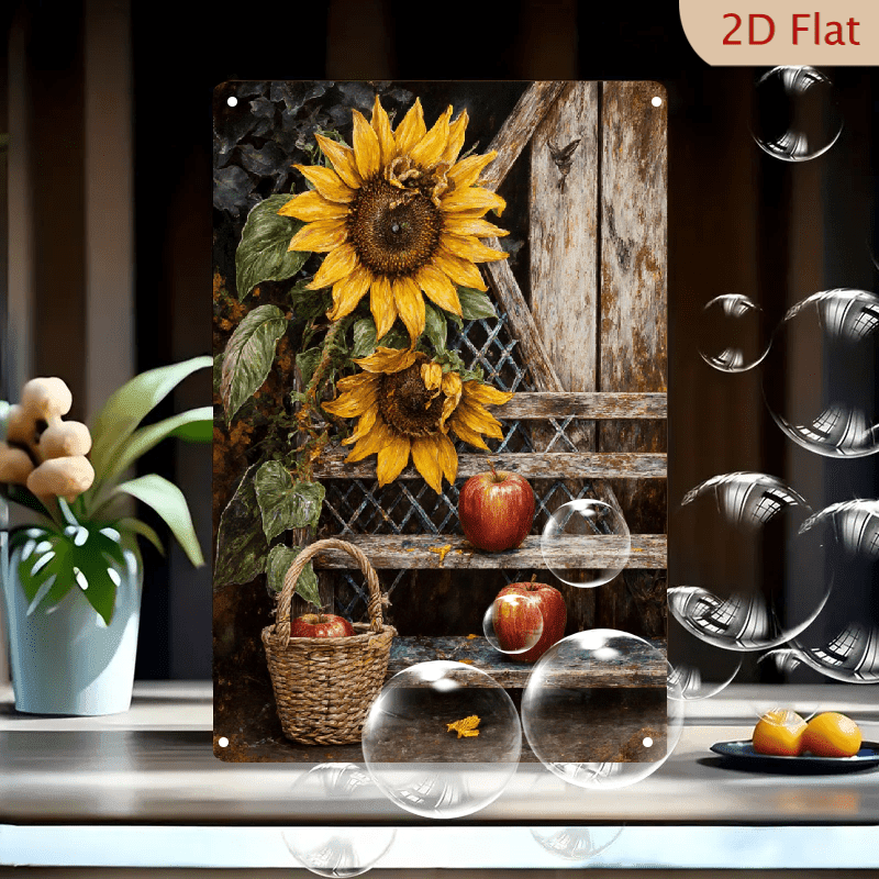 8x12 Inches Rustic Autumn Still Life Metal Wall Art Featuring ...
