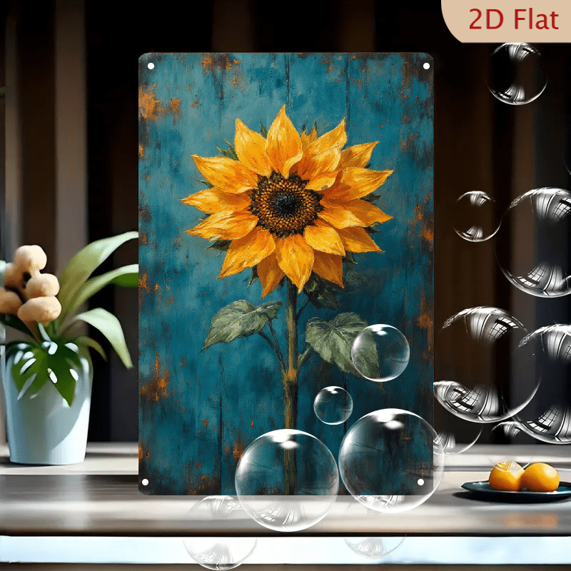8x12 Inches Rustic Sunflower Wall Art, Vibrant Yellow Flower Painting ...