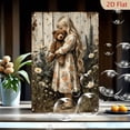 8x12 Inches Vintage Girl with Teddy Bear in Wildflower Garden, Soft ...