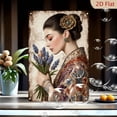 8x12 Inches Vintage Profile Woman with Purple Flowers and Green ...
