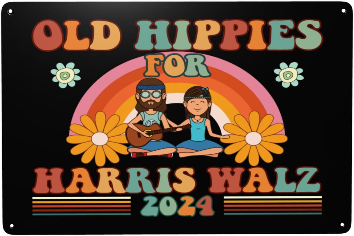 8x12 Old Hippies For Harris Waltz 2024 Sign 12x8 Kamala Harris 2024 Signs 12x8 Tin Sign Retro ...
