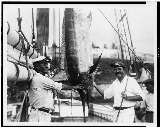 8x12 Photo-Ernest Hemingway,Captain Joe Russell,Key West,hanging marlin ...