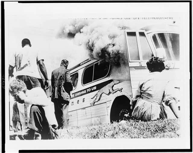 8x12 Photo: Freedom Riders,Congress of Racial Equality,Burning Bus ...