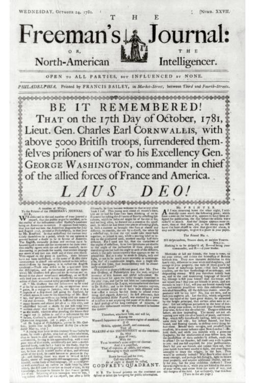 8x12 Photo: Freeman's Journal,Philadelphia,PA,1781,Cornwallis - Walmart.com