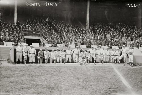 8x12 Photo: Giants in front of dugout,April 16,1918,Polo Grounds,New ...