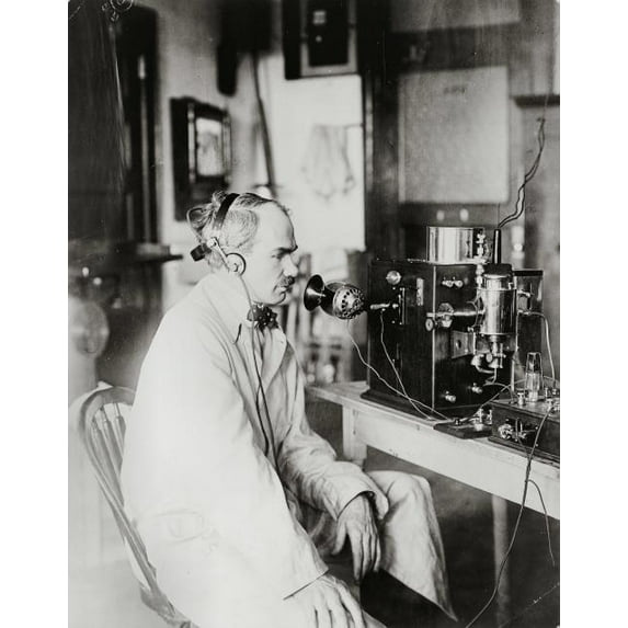 8x12 Photo-Lee De Forest,1873-1961,with one of his inventions,invented ...