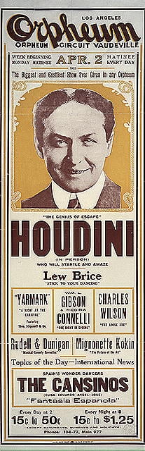 8x12 Photo: Photo of Poster,Harry Houdini,Genius of Escape,Orpheum ...