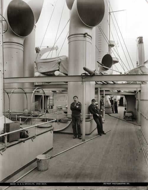 8x12 Photo: USS Brooklyn spar deck,American cruisers,warship,sailors ...