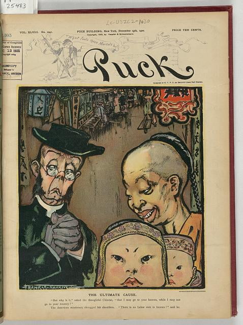 8x12 Photo: Ultimate cause,Puck,magazine cover,chinese women,missionary,Frank Nankivell,1900 ...