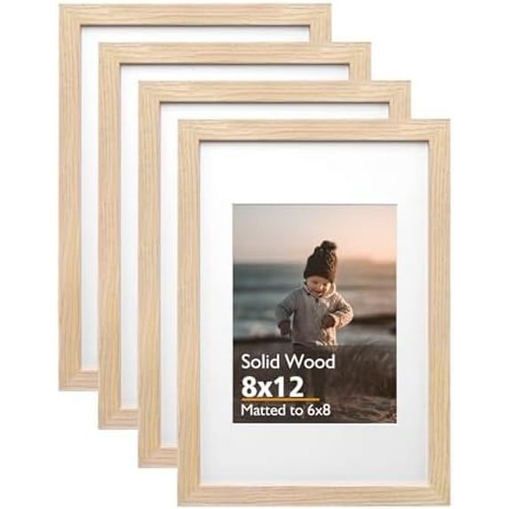 8x12 Picture Frame Natural, Solid Wood Frames with Acrylic Plexiglass ...