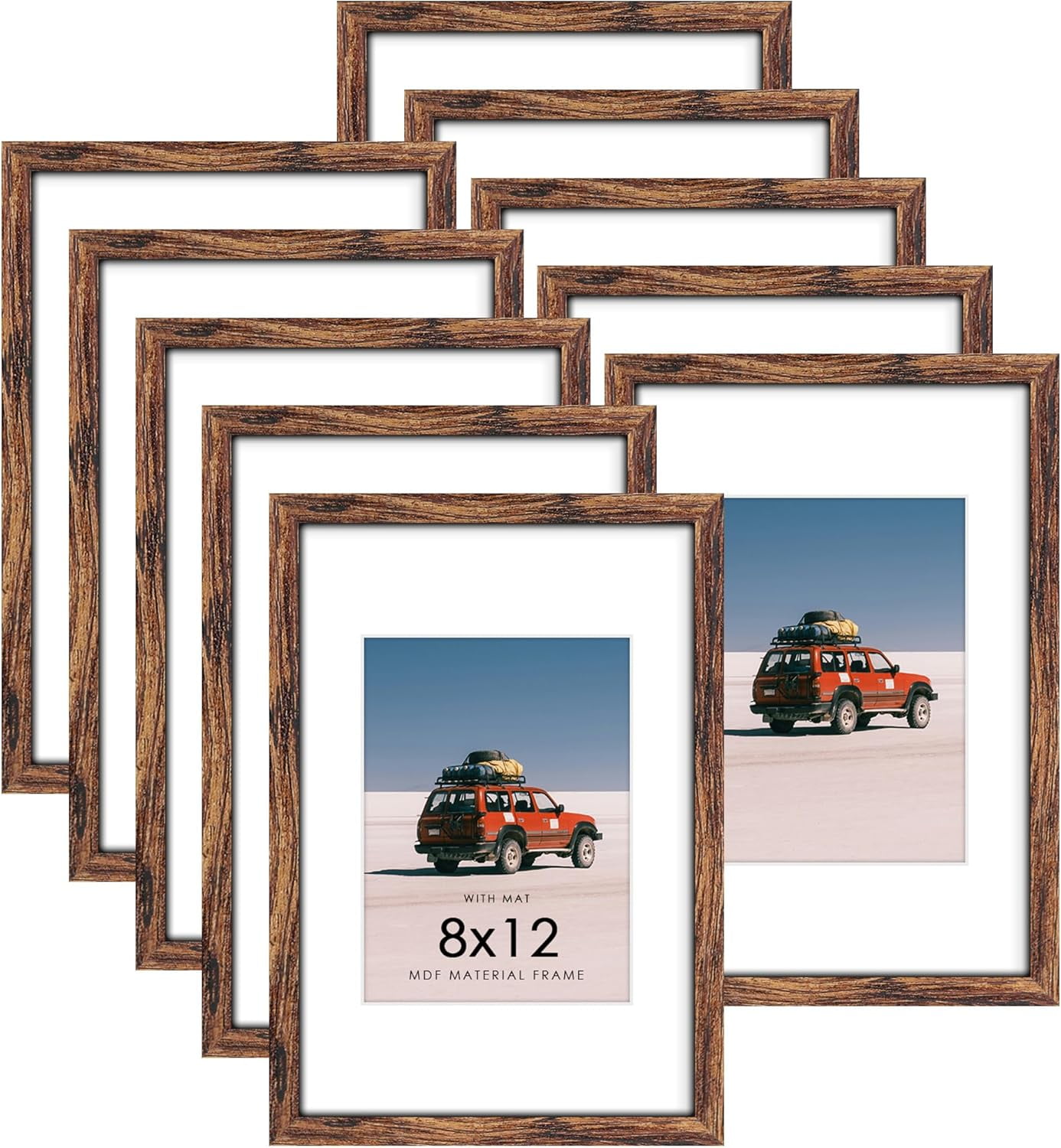 8x12 Picture Frame Sef of 10, Display Pictures 6x8 with Mat or 8 x 12 ...