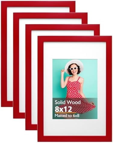 8x12 Picture Frames Red, Solid Wood Frames with Acrylic Plexiglass for ...
