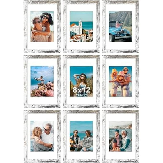8x12 Picture Frames Set of 9, Shatter Resistant Plexiglass, Display 6x8 ...