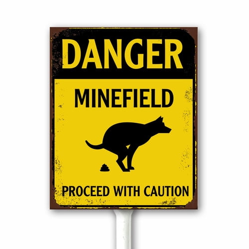 8x12 IN Rustic Dog Sign for Lawn, Danger Minefield Poop Sign, No Dog ...