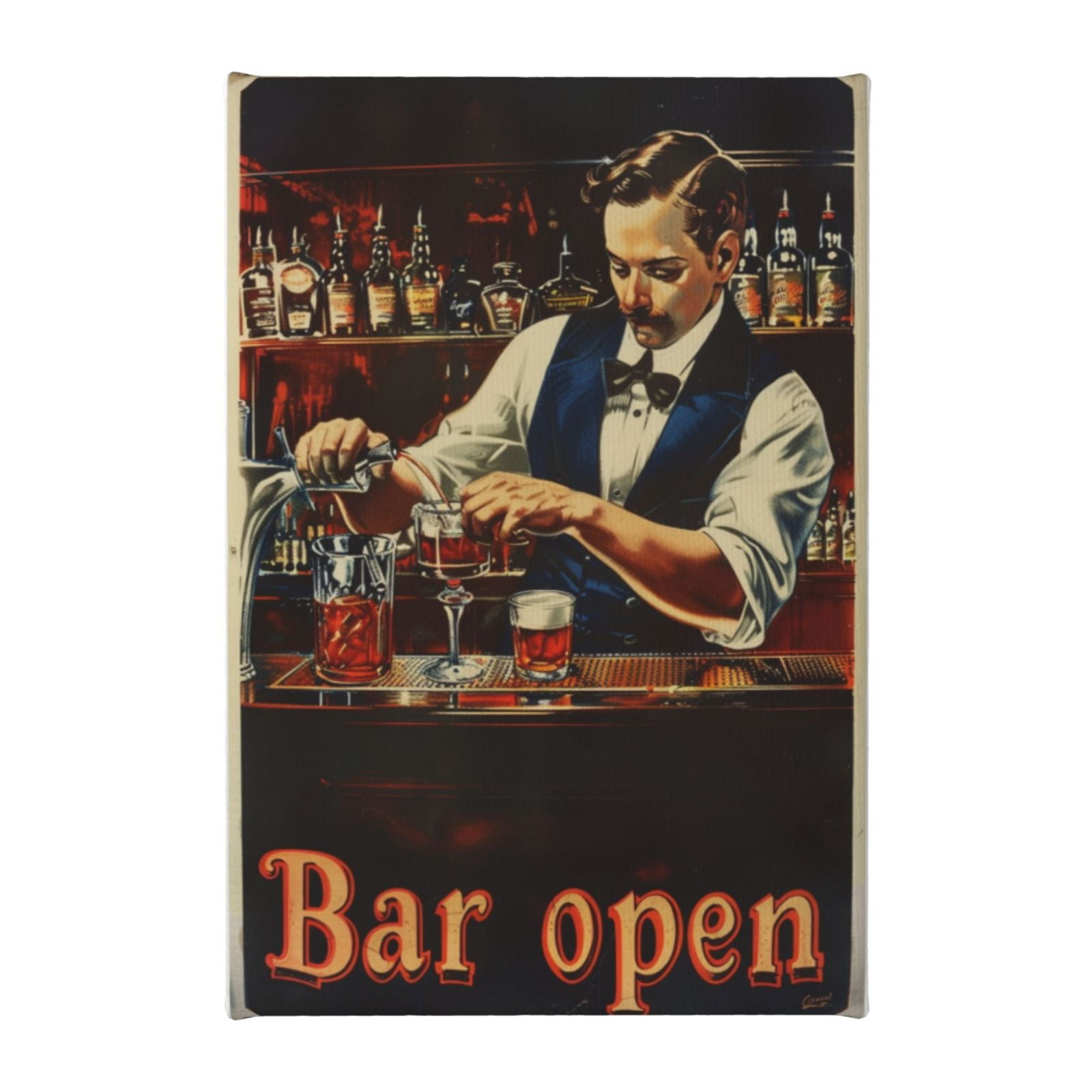 8x12 inch Canvas For Painting Bartender ‘bar Open’ Slogan,Classic Bar ...