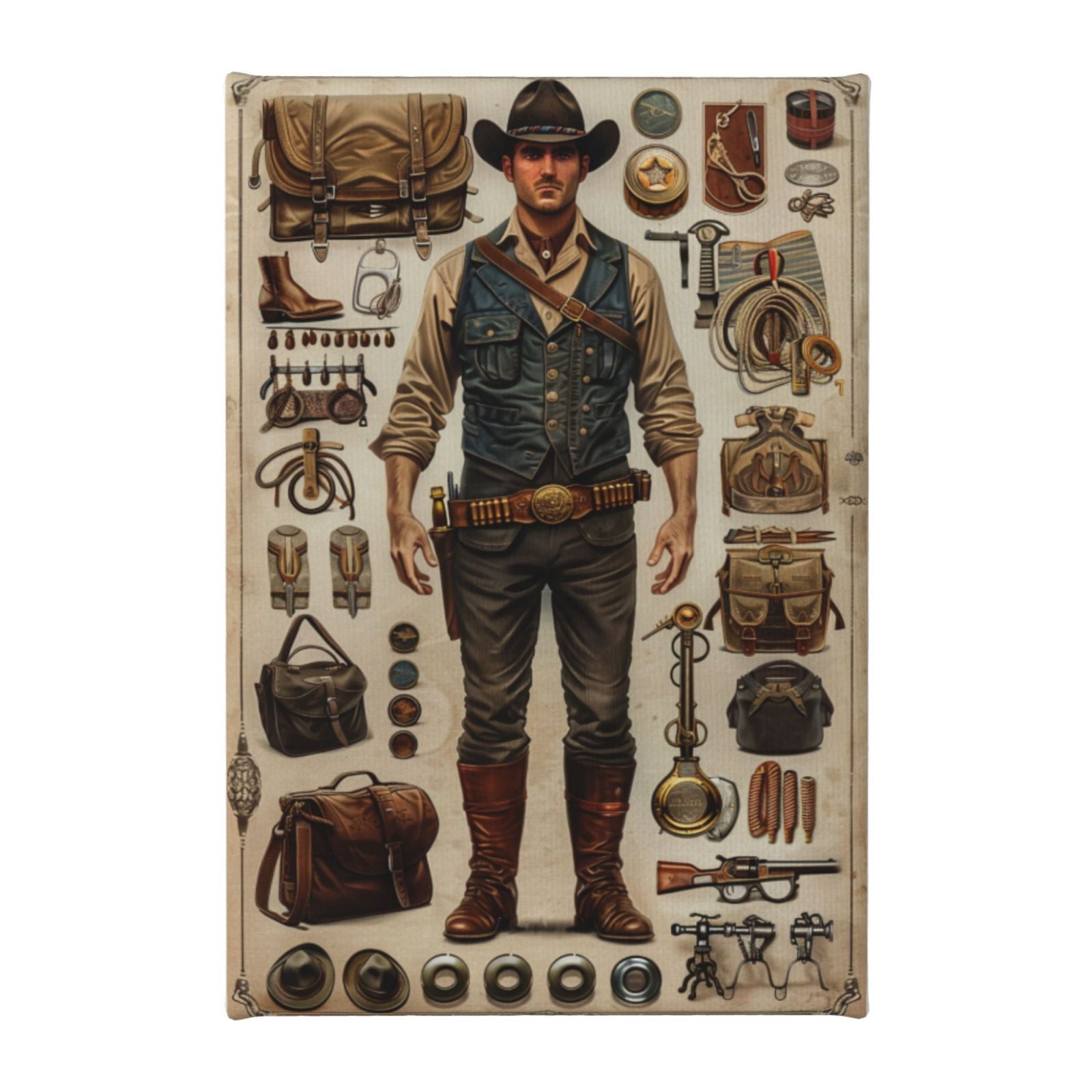 8x12 inch Canvas For Pictures Cowboy Equipment Catalog,Room Decor Foe ...