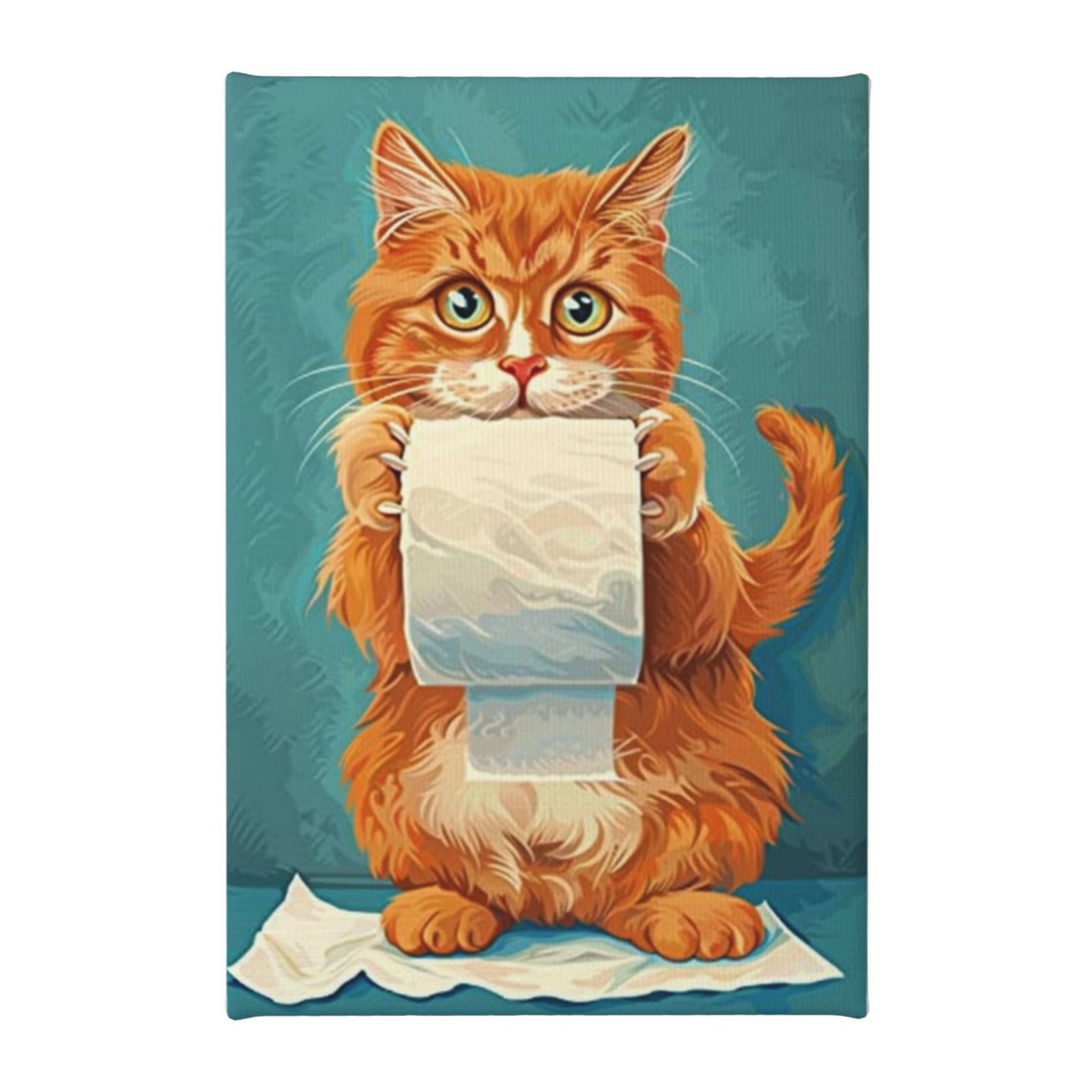 8x12 inch Canvas Frameless Painting Cat And Tissue Paper,Indoor Home ...