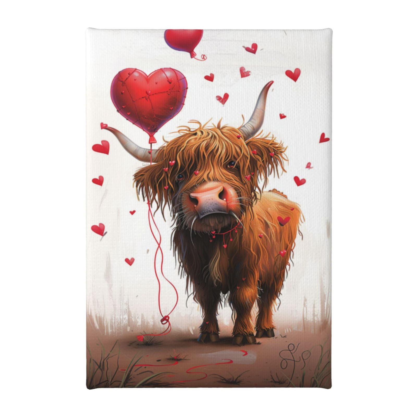 8x12 inch Canvas Frameless Painting Yak And Red Heart,Farmhouse Yard ...