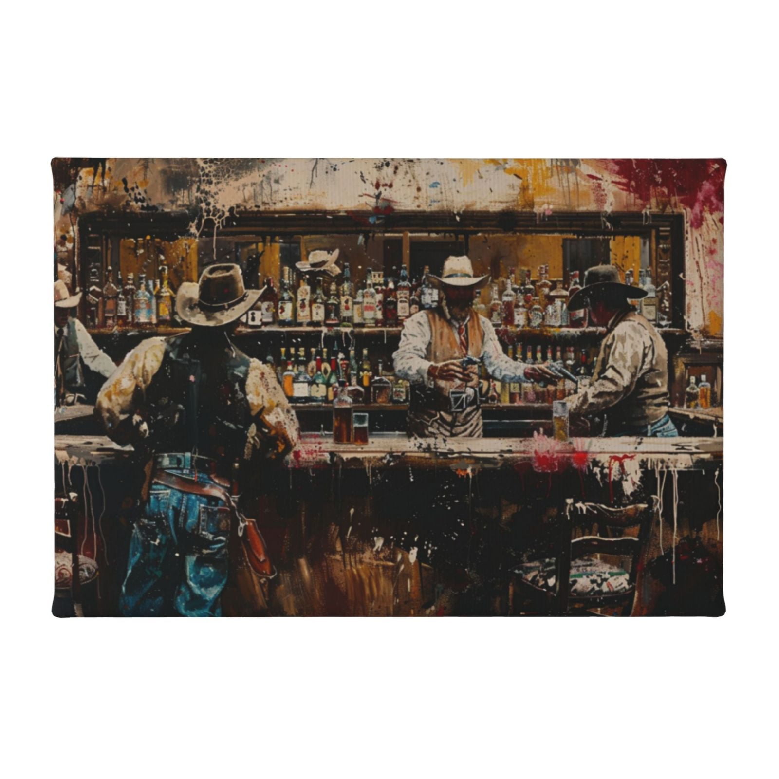 8x12 inch Canvas Hanging Picture Cowboys Taverns,Room Decor For Men ...