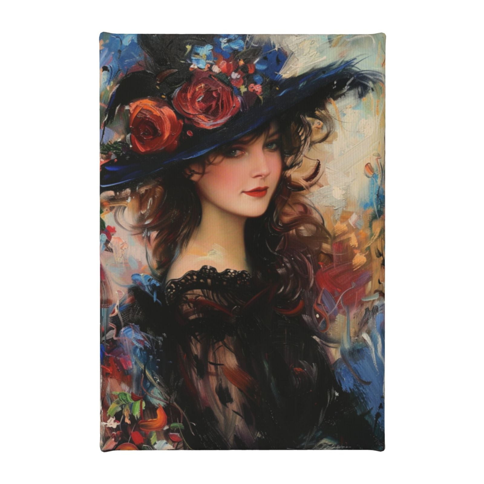 8x12 inch Canvas Hanging Picture Elegant Hatted Woman,Woman Cave,Living ...