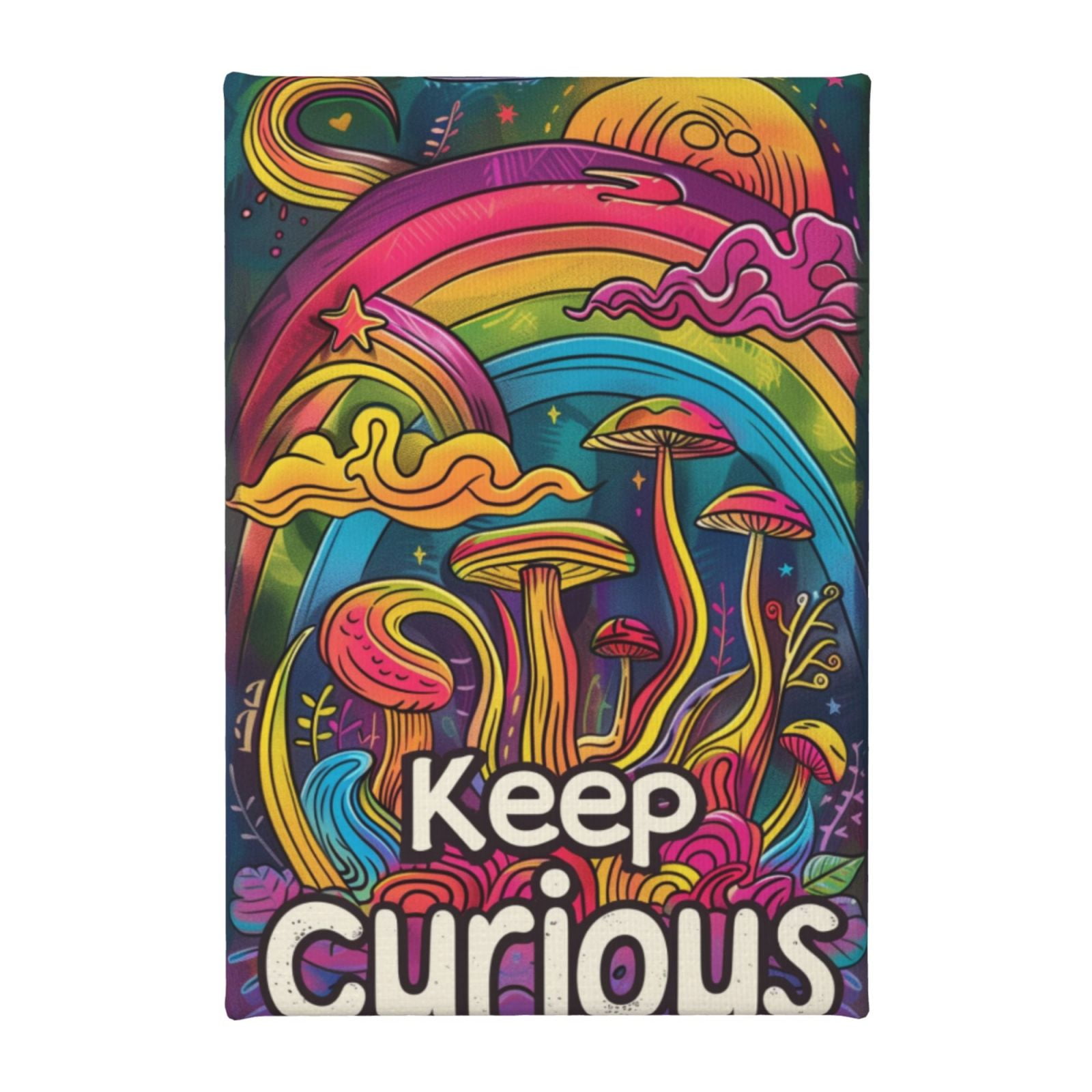 8x12 inch Canvas Hanging Picture 'Keep Curious' Slogan Abstract Rainbow ...