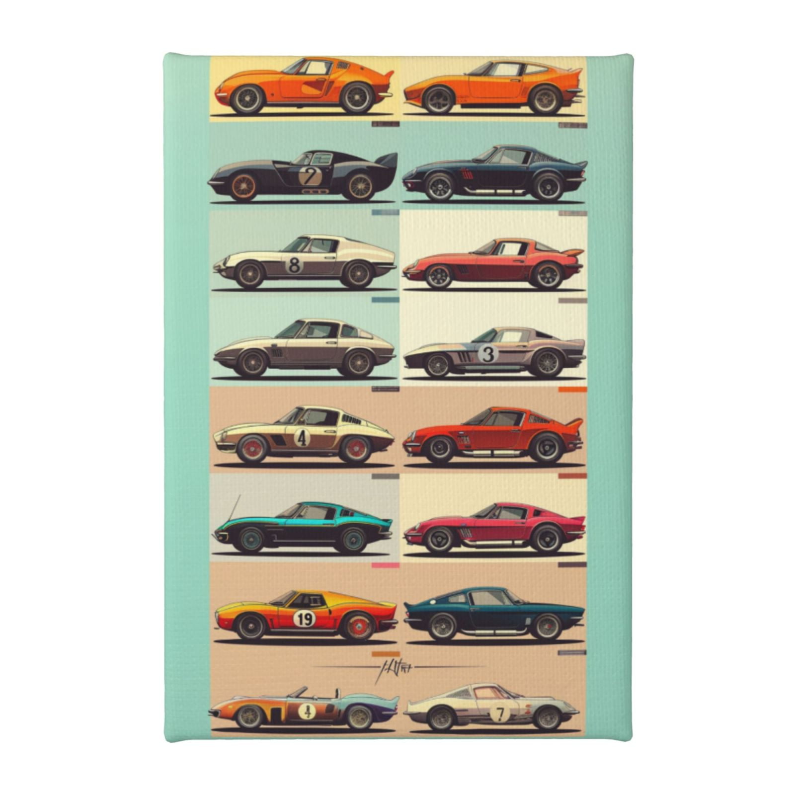 8x12 inch Canvas Hanging Picture Retro Sports Car Illustration,Garage ...