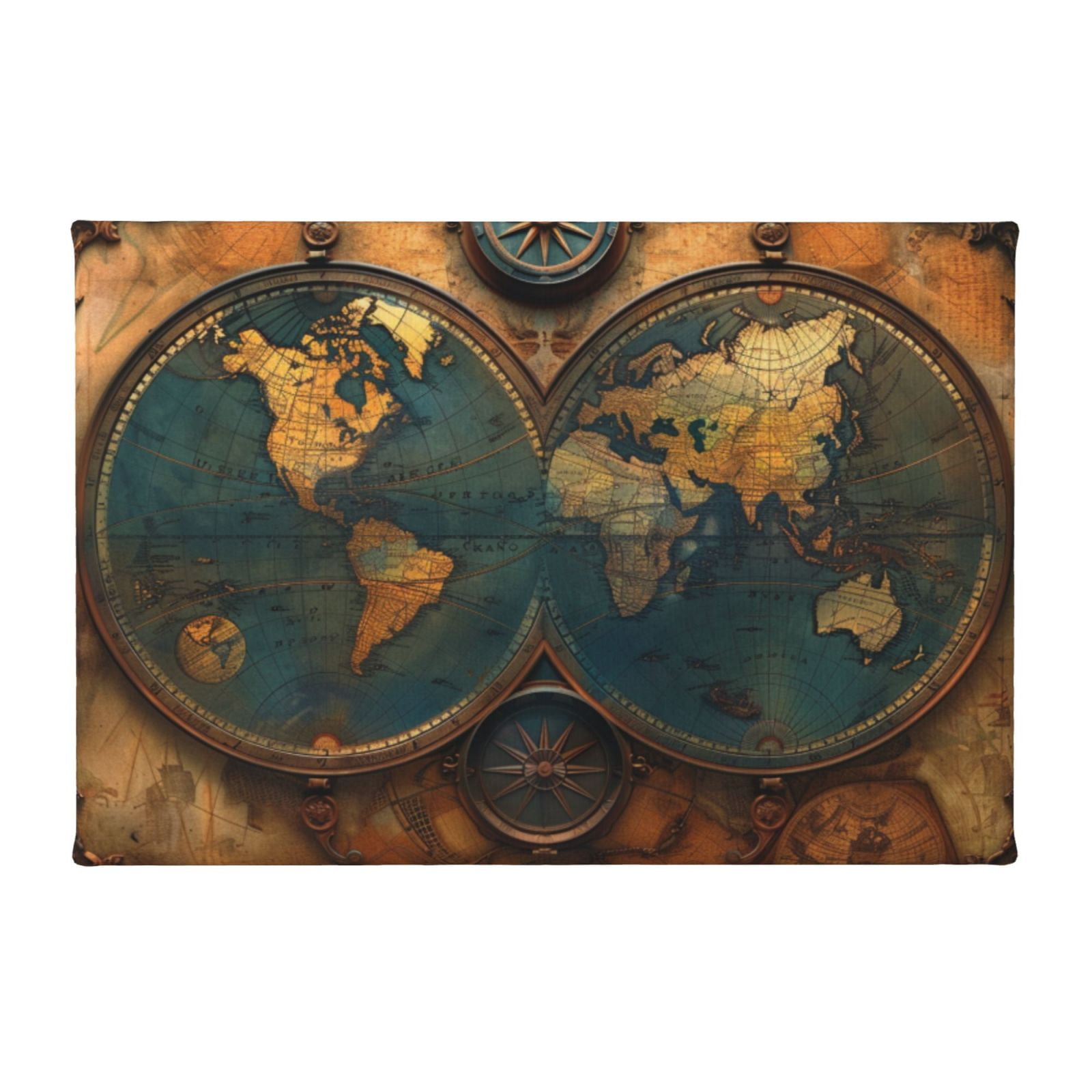 8x12 inch Canvas Painting Wall Art Decor Retro Earth Map,Man Cave ...