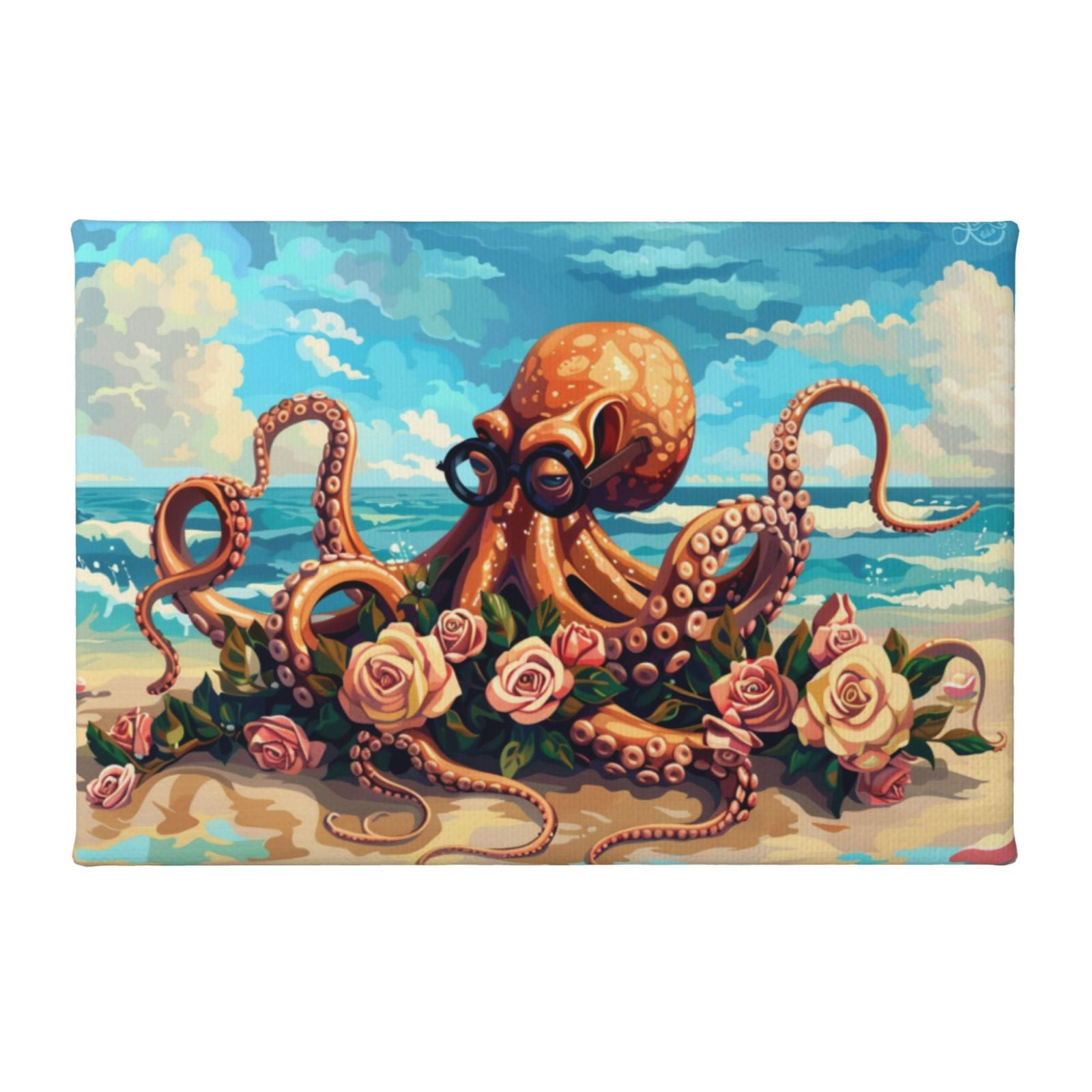 8x12 inch Canvas Paintings For Bedroom Beach Squid And Rose Poster ...