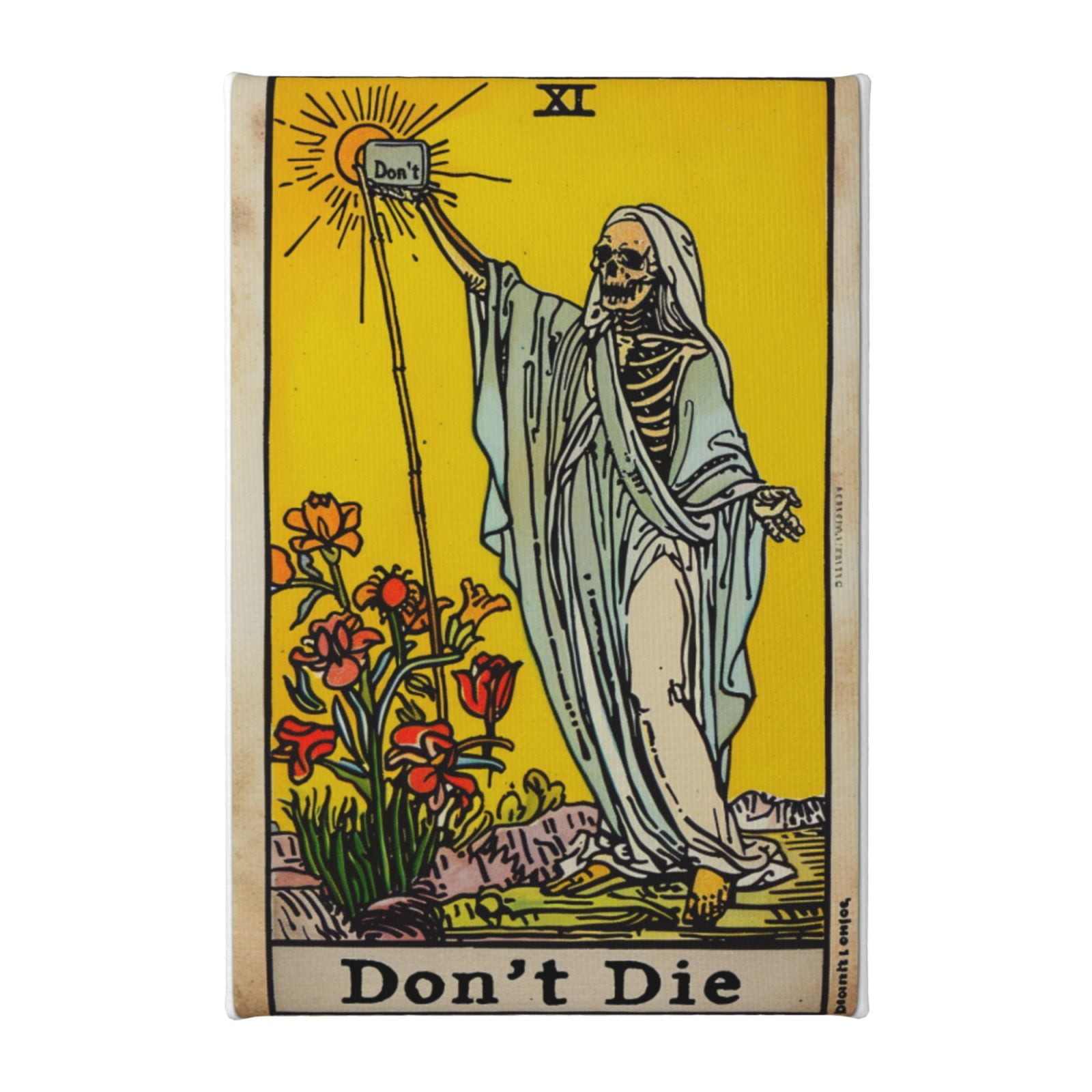 8x12 inch Canvas Picture Skeletons Man And Flowers 'Don'T Die' Slogan ...