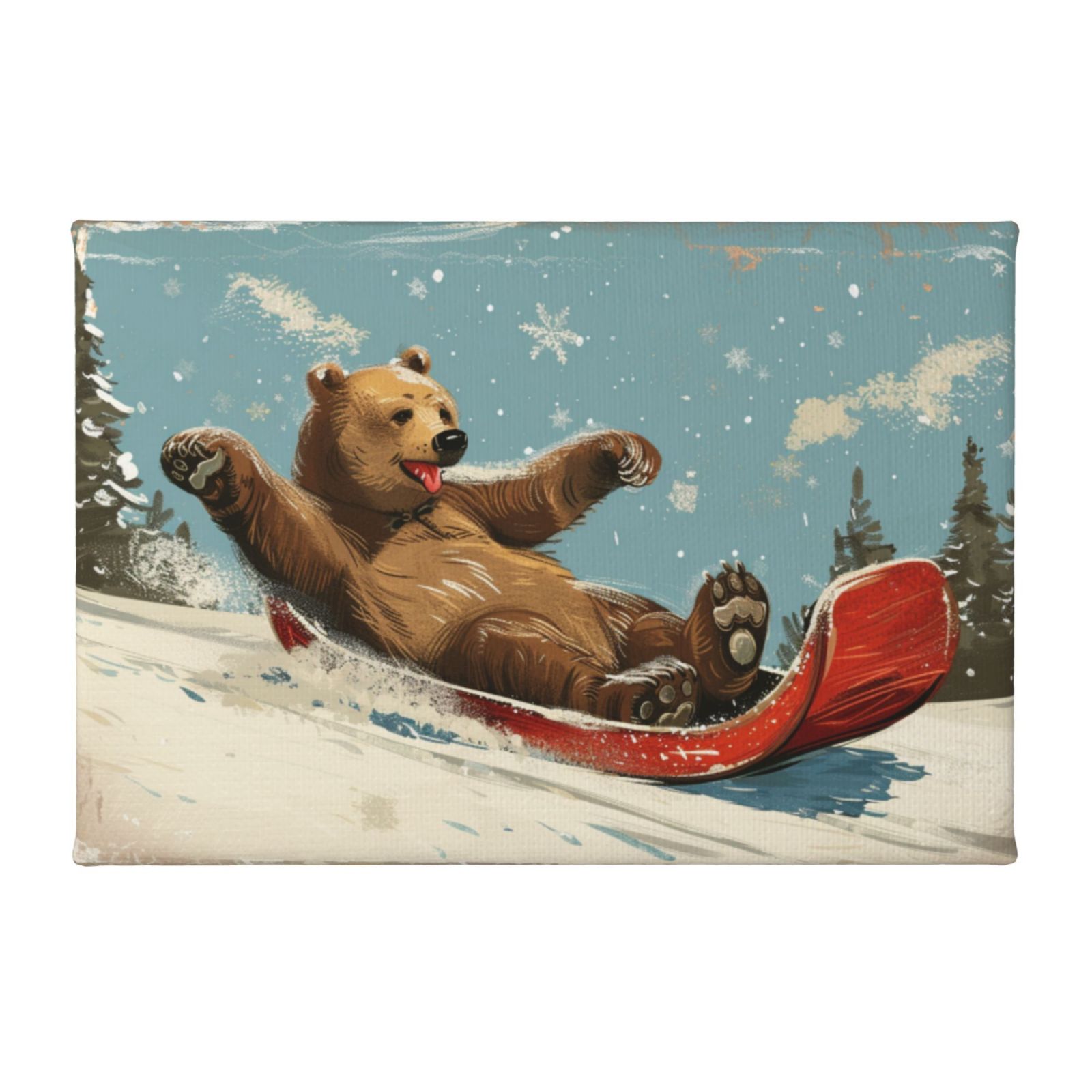 8x12 inch Canvas For Pictures Bear Skiing,Living Room,Cafes,Man Cave ...