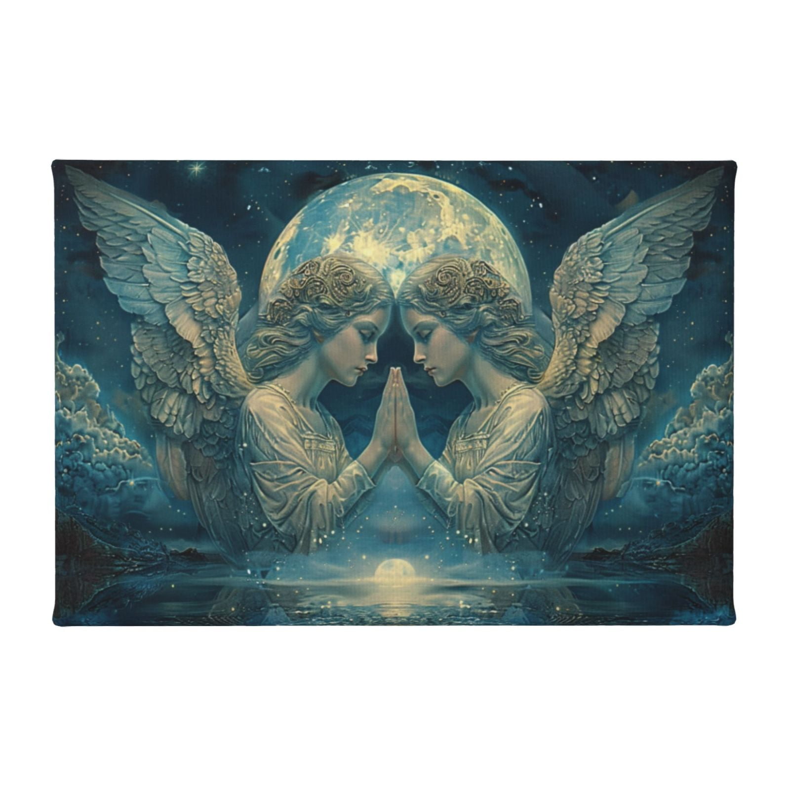 8x12 inch Frameless Canvas Painting Angel Prayer & Moon,Farmhouse Bar ...