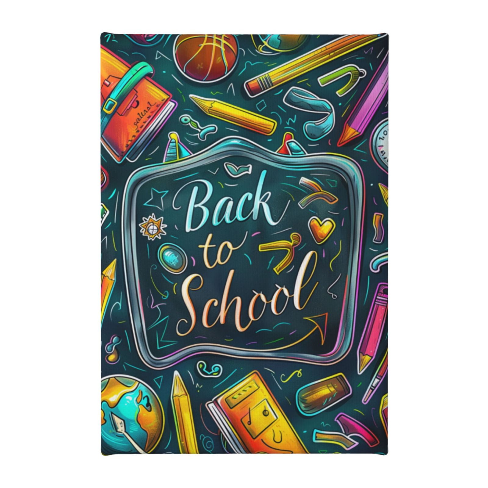 8x12 inch Frameless Canvas Painting 'Back To School' Slogan Pencil ...