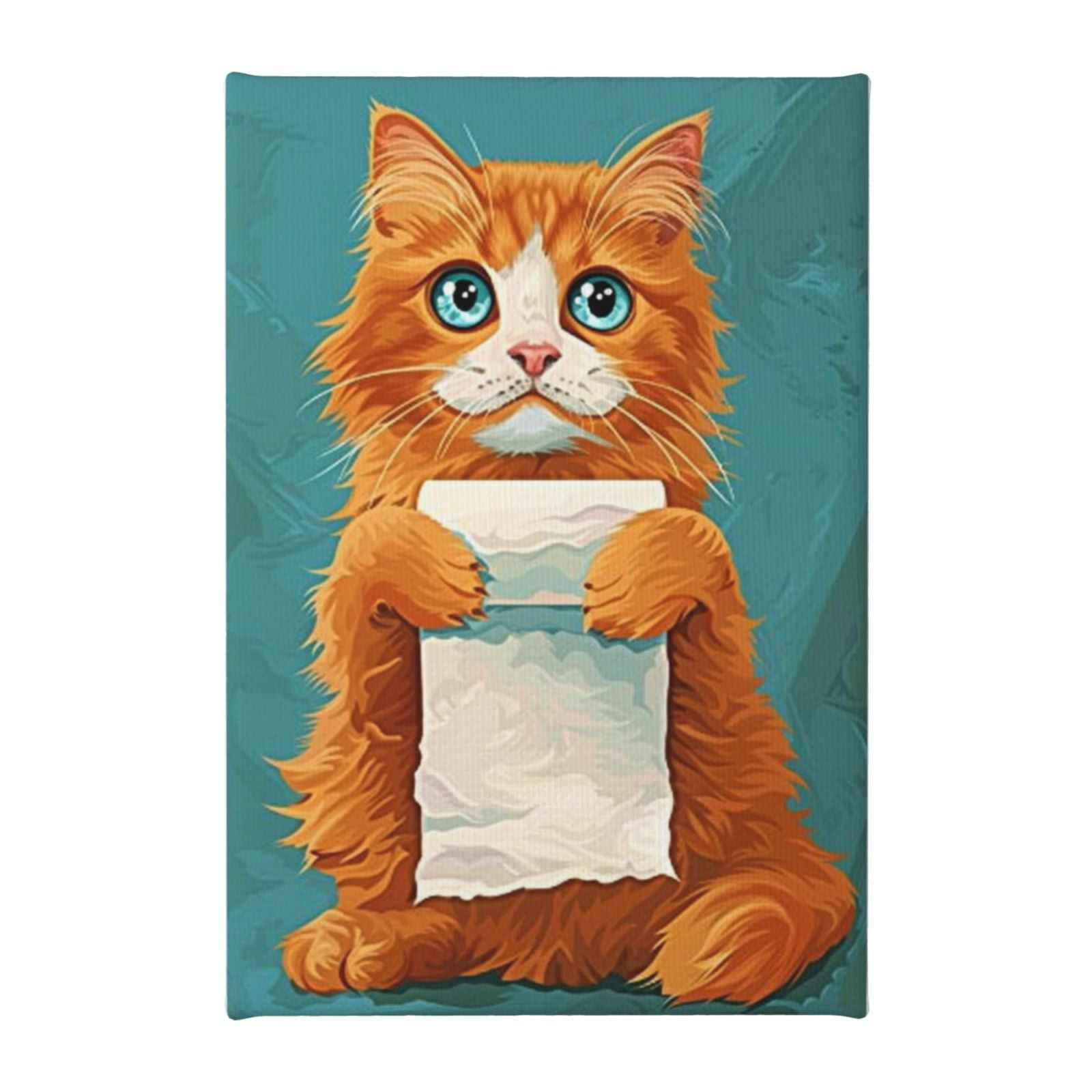 8x12 inch Frameless Canvas Painting Cat & Tissue Paper,Farmhouse ...