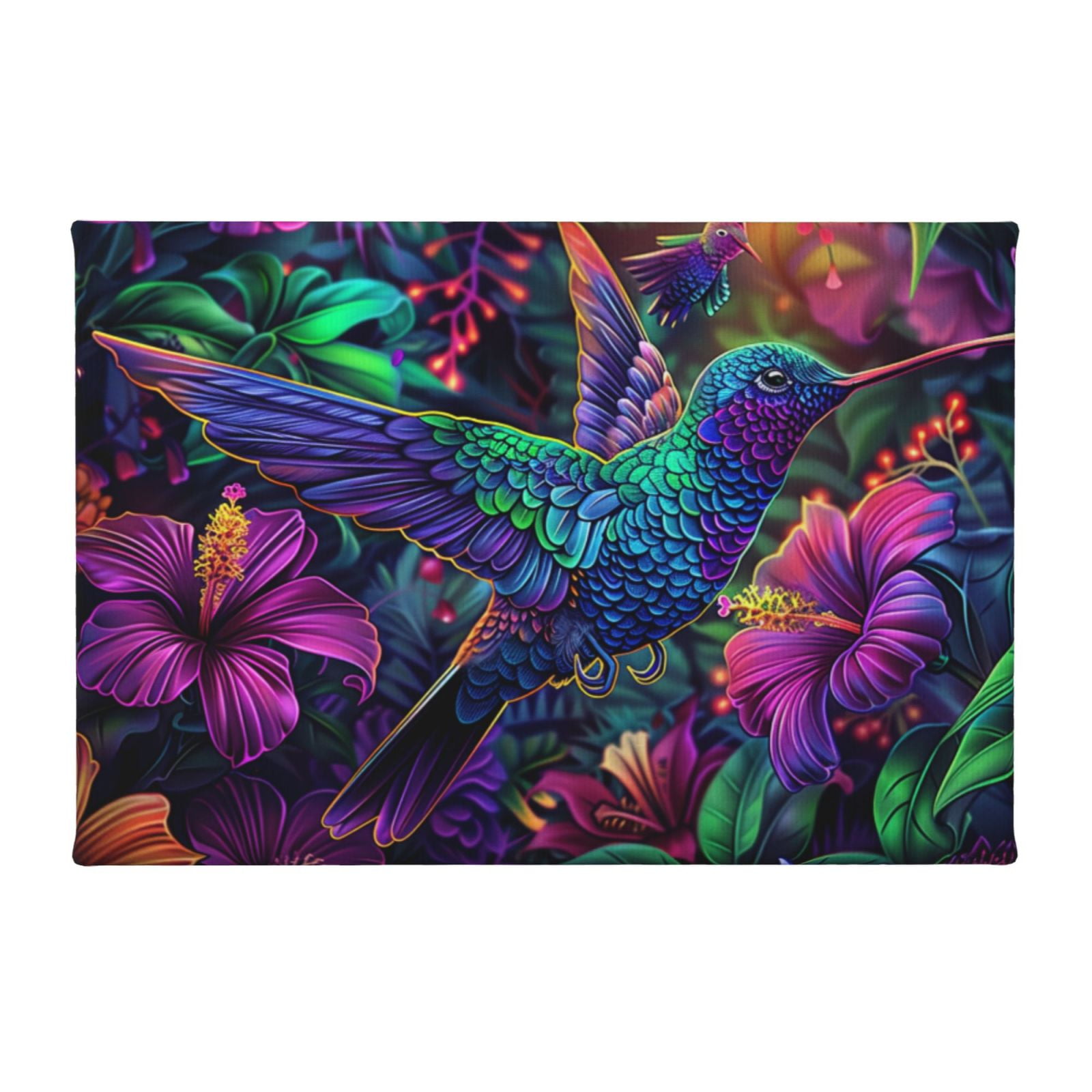 8x12 inch Frameless Canvas Painting Colorful Hummingbirds & Flowers ...