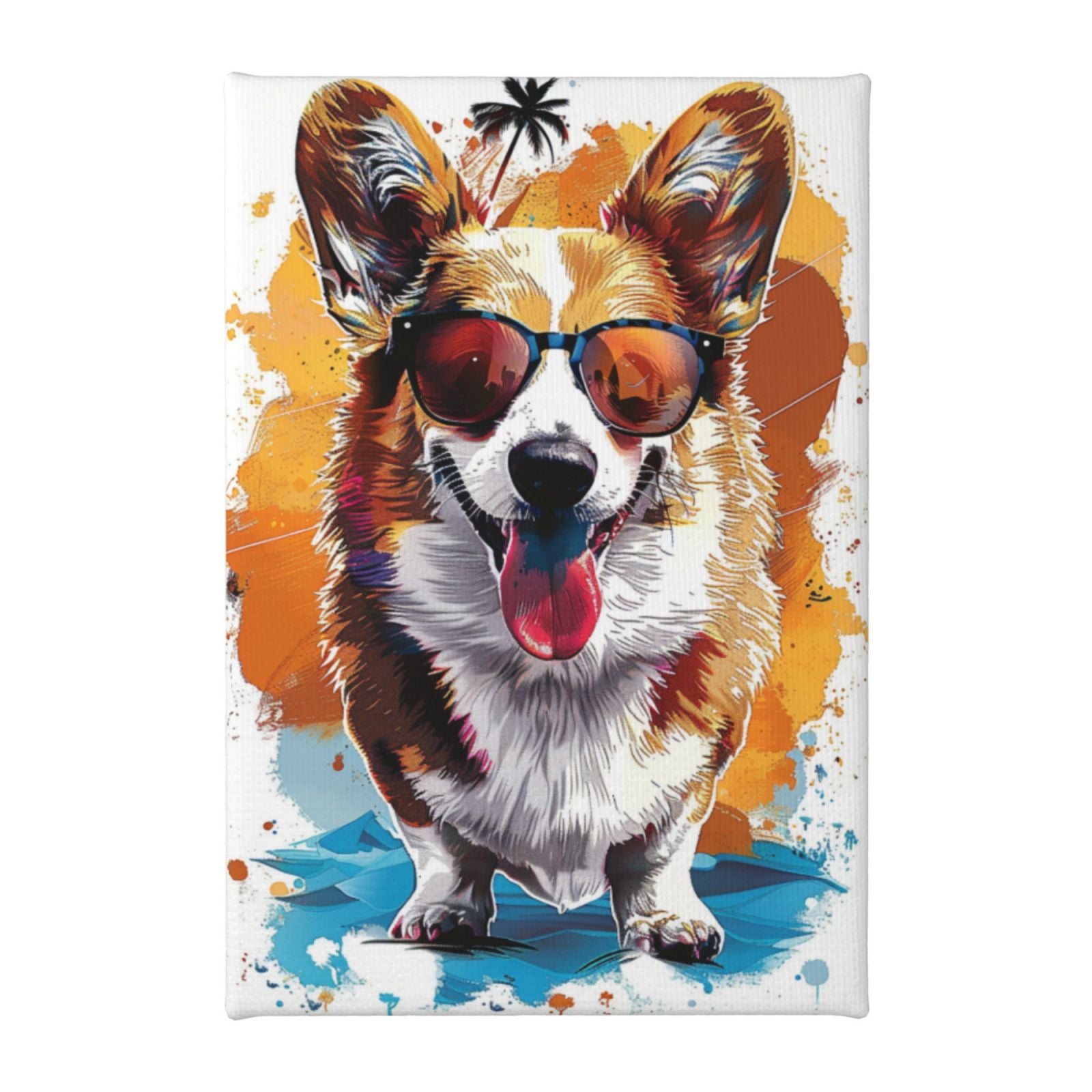 8x12 inch Frameless Canvas Painting Sunglasses Corgi,Bar,Cafes,Children ...