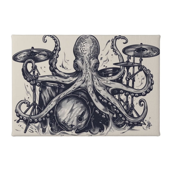 8x12 inch Frameless Wall Art Canvas Poster Squid Drummer,Music Studio ...