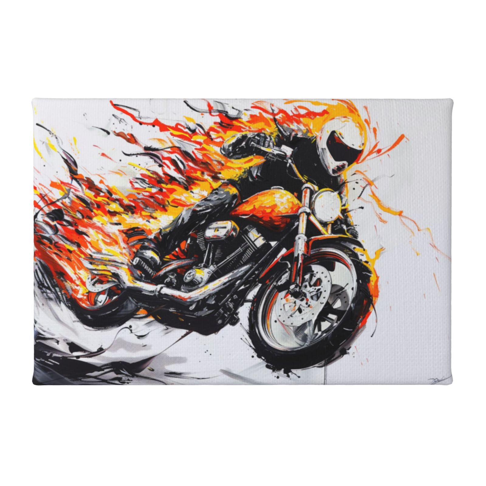 8x12 inch Garage Wall Decor Blaze Motorcycle Driver Painting Canvas ...