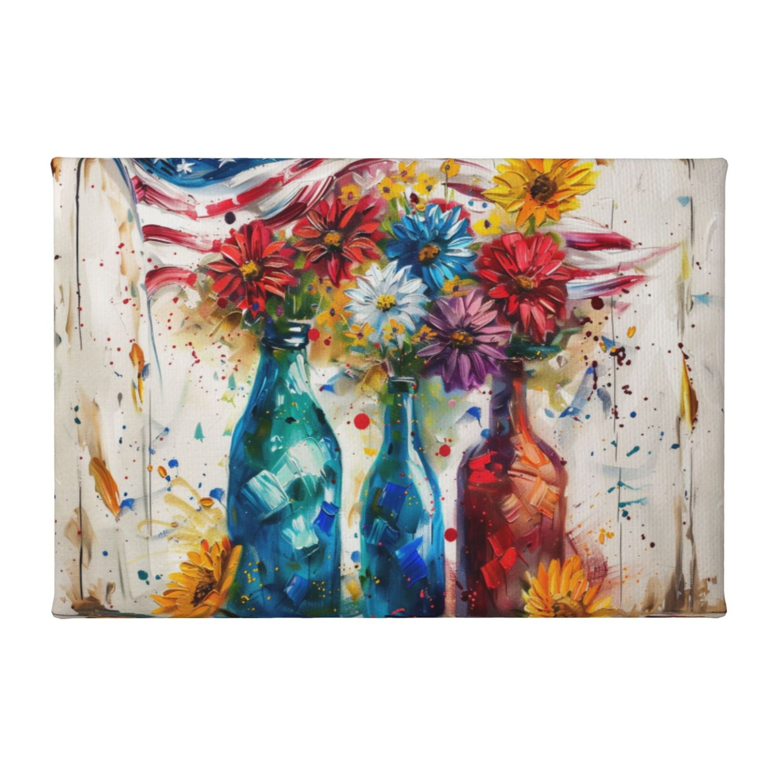 8x12 inch Garden Wall Decor Star Spangled Banner And Vase Canvas ...