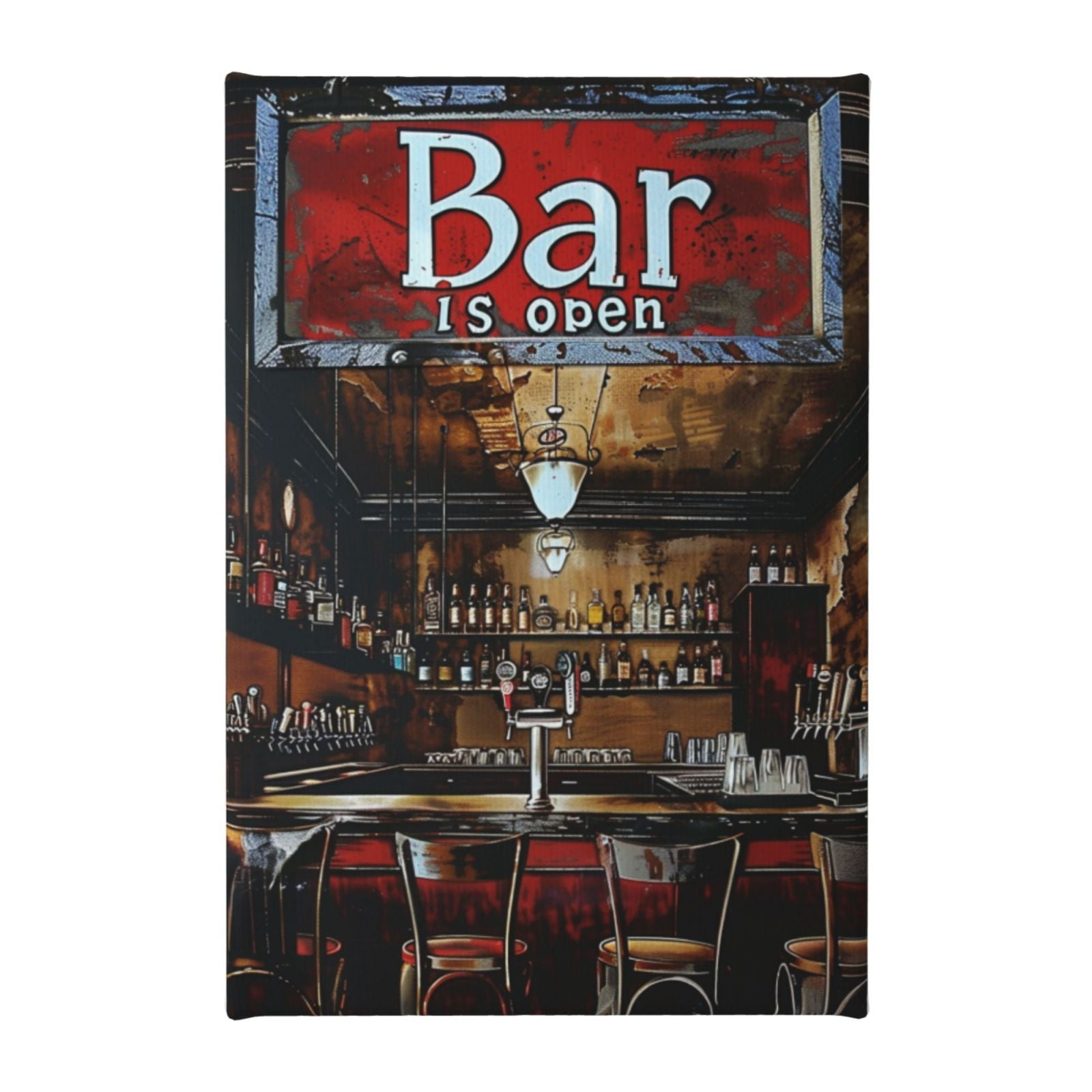 8x12 inch Oil Paintings On Canvas Retro Bar 'Bar Is Open' Slogan ...