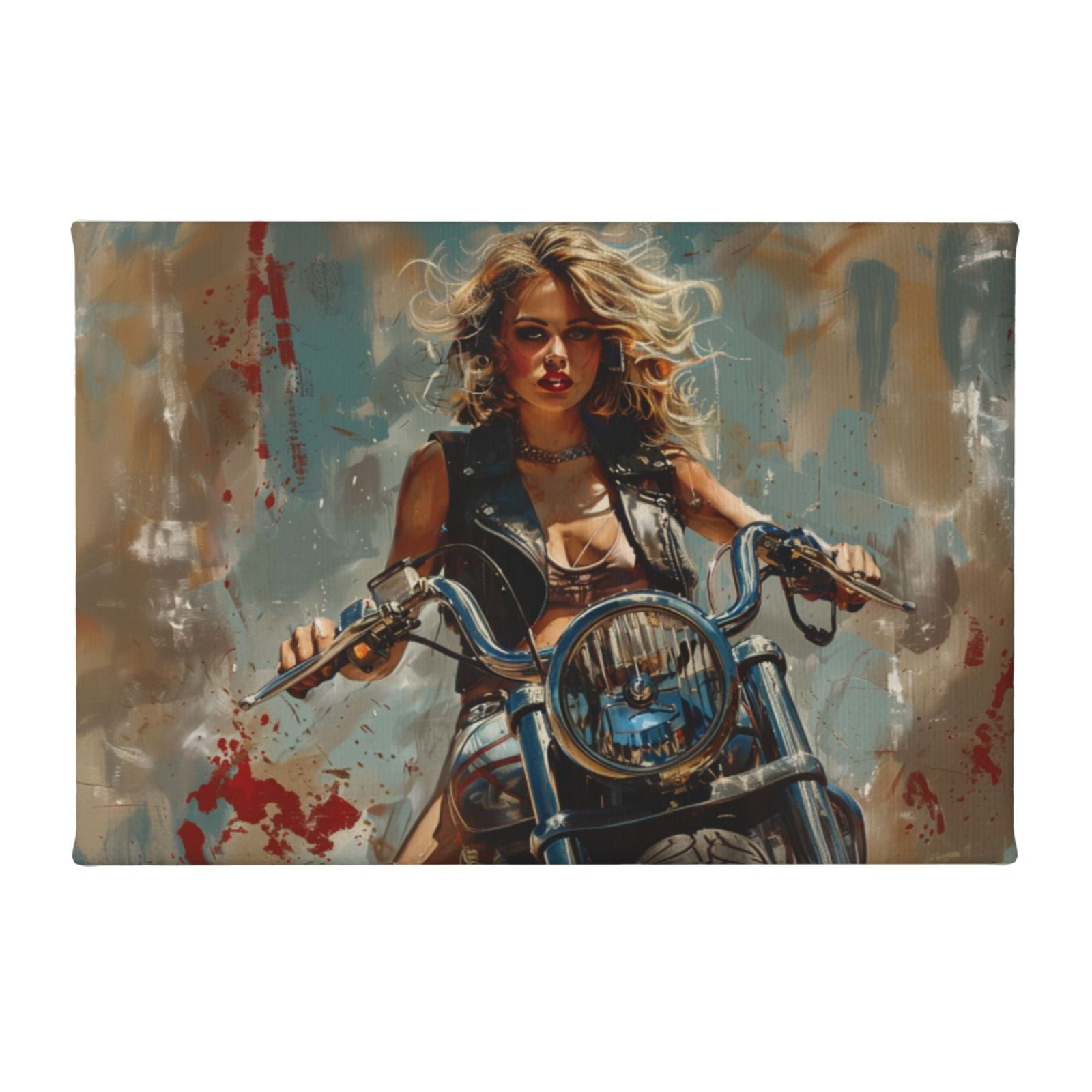 8x12 inch Oil Paintings On Canvas Women Riding Motorcycles,Home Garage ...