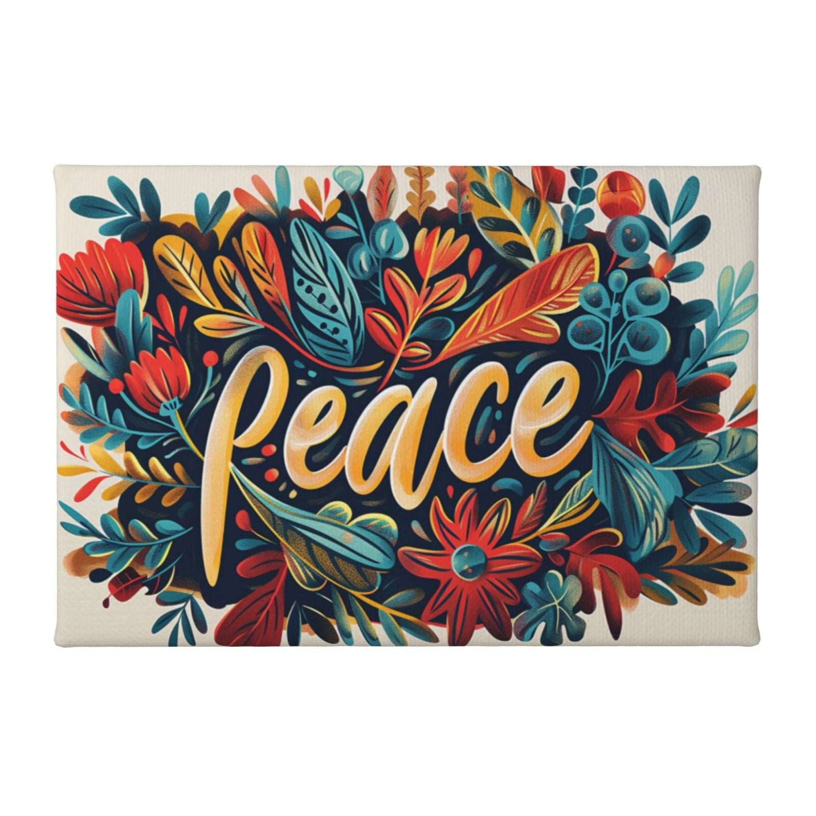 8x12 inch 'Peace' Slogan Colorful Flower Painting Canvas Poster,Home ...