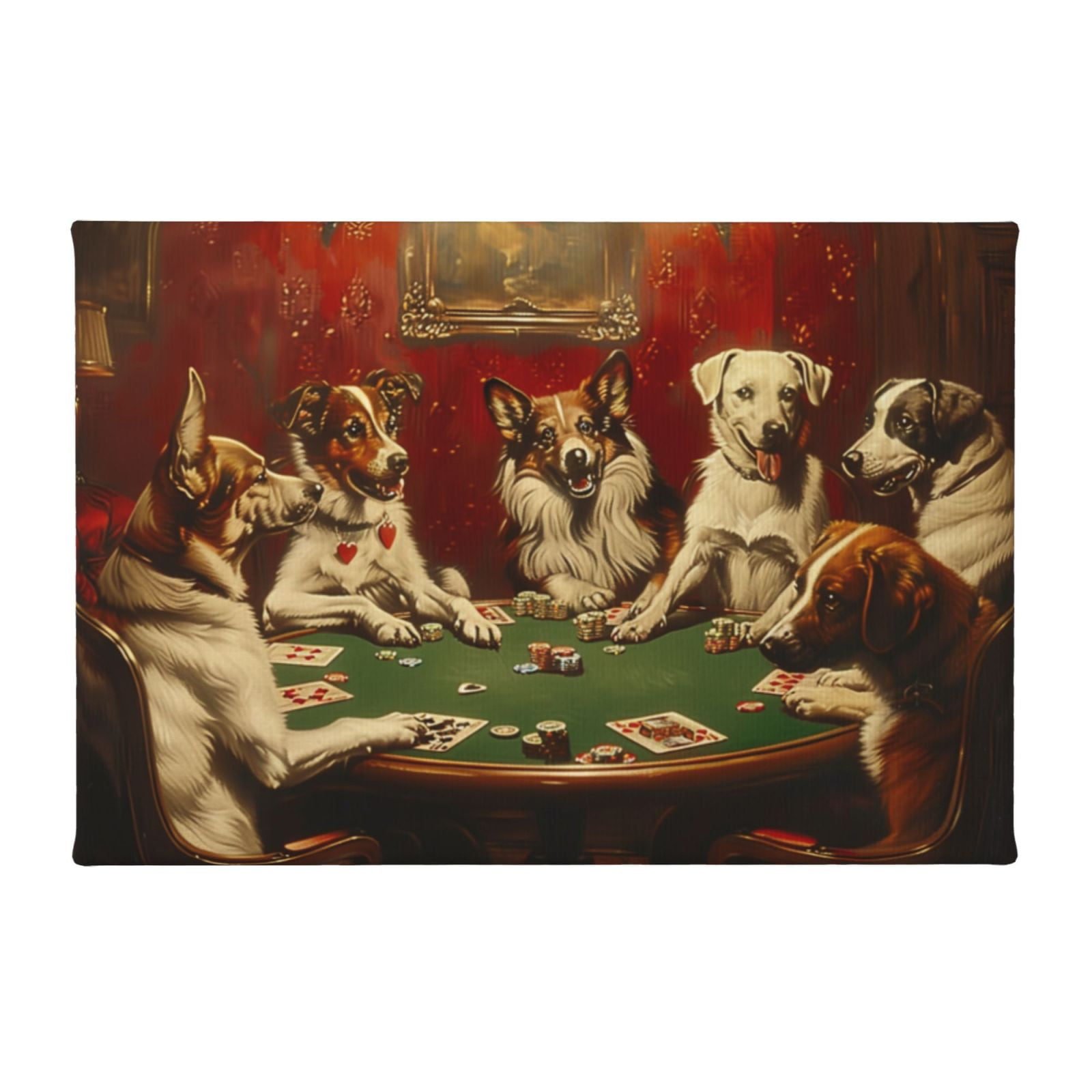 8x12 inch Poker Room Decor Poker Playing Dogs Oil Painting Wall Art ...